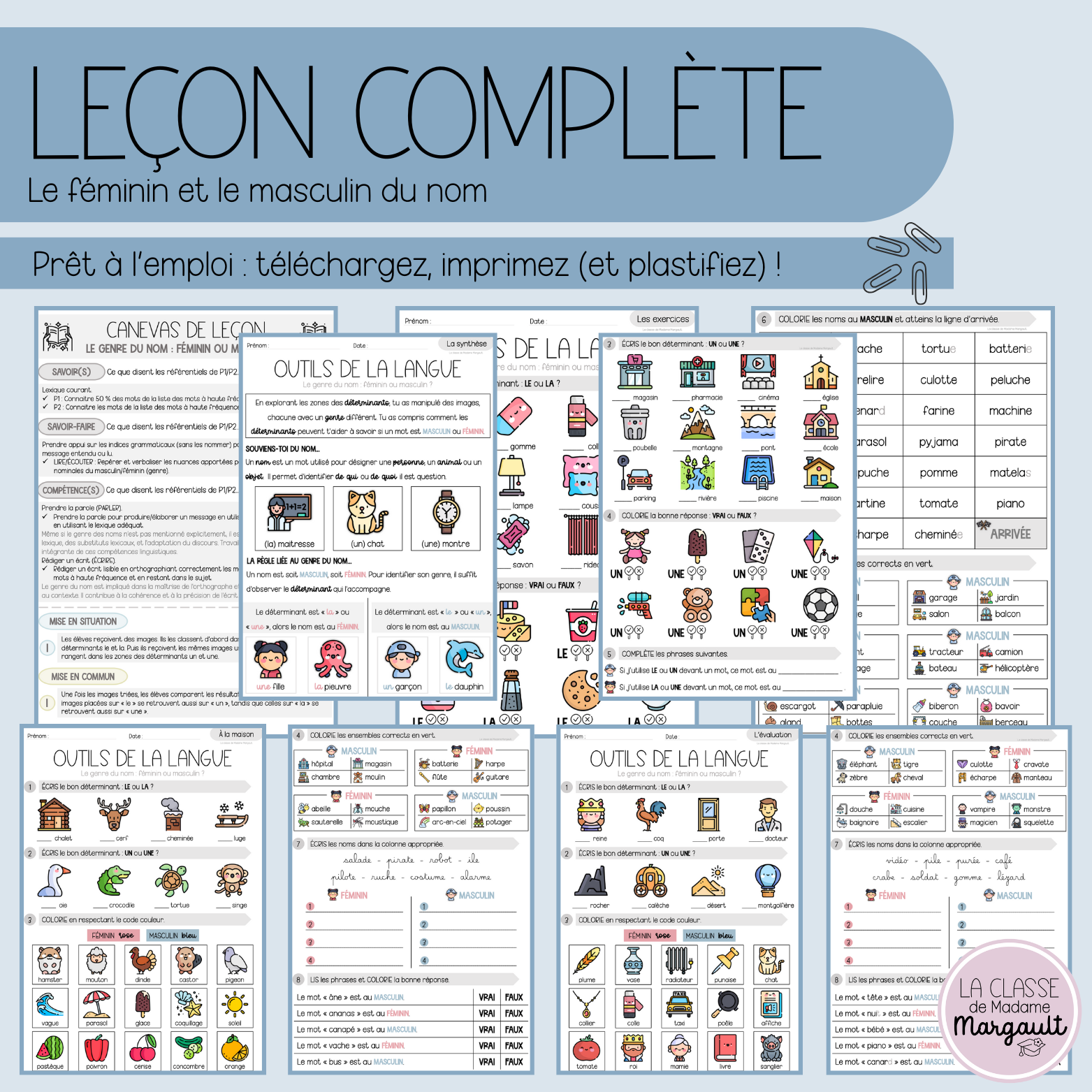 Leçon - Le féminin et le masculin du nom – La classe de Madame Margault