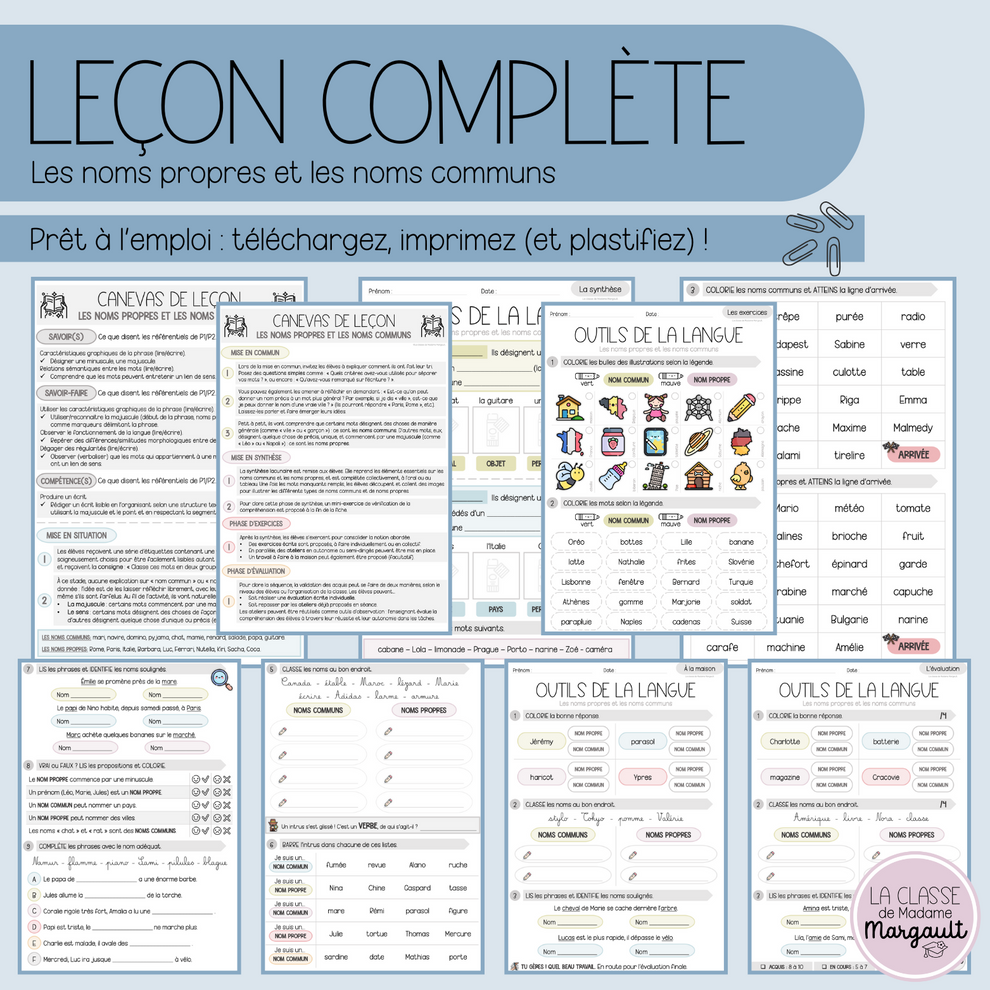 Leçon - Les noms propres et communs – La classe de Madame Margault