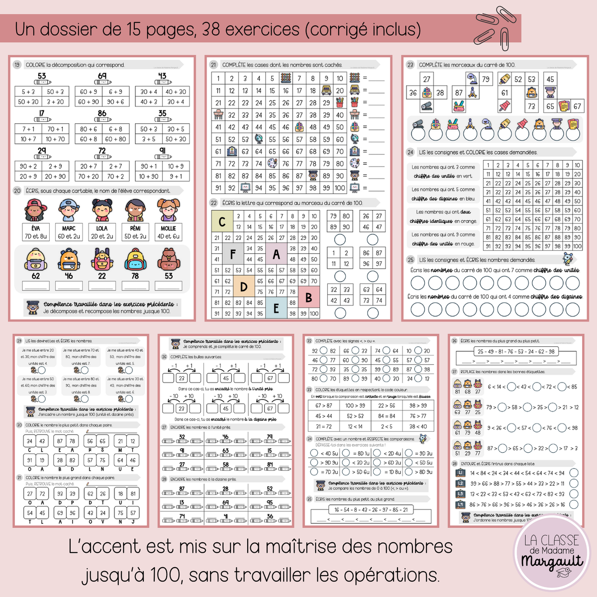Les nombres jusque 100 – La classe de Madame Margault